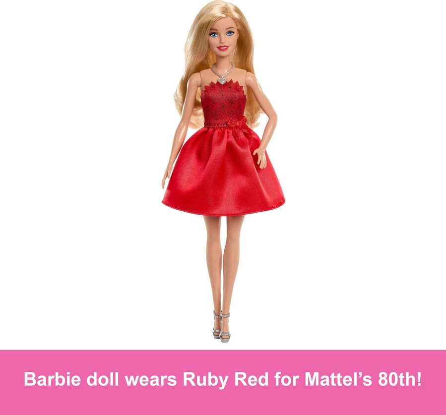 Barbie Mattel 80Th Anniversary Ruby-Red Celebration Fashion Doll JGD25 Lemony Gem Toys Online